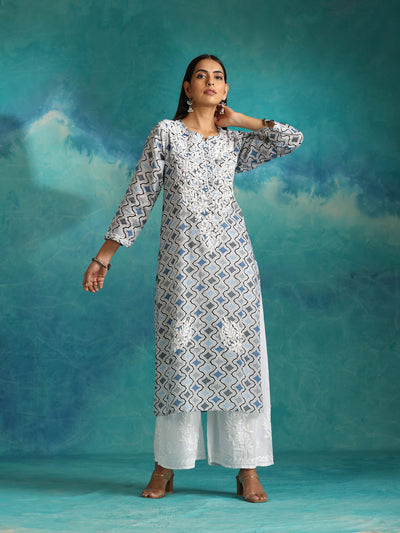 Shop Farah Printed Mulmul Straight Kurta