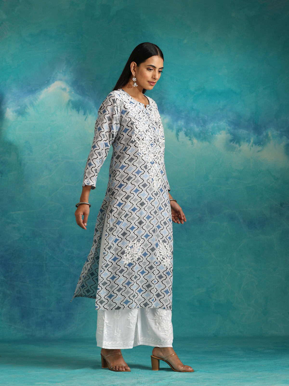 Shop Farah Printed Mulmul Straight Kurta