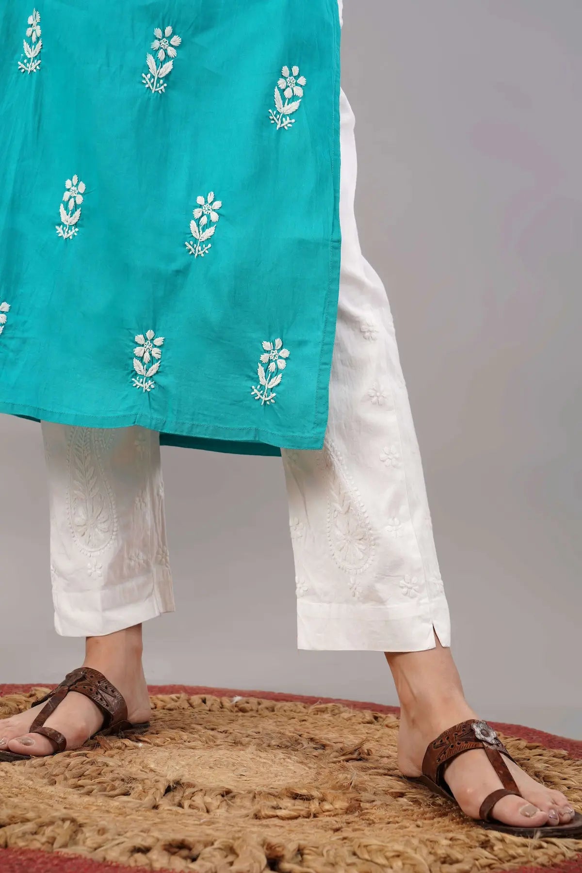 Irha White Chikankari Pant - Shop Nama:stay – Shopnamastay